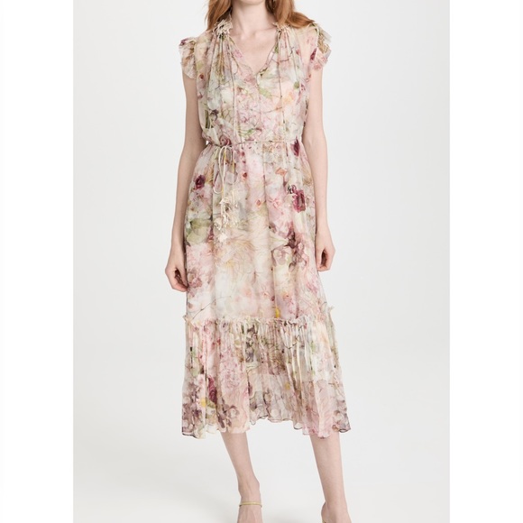Zimmermann | Dresses | Zimmerman Nwt Silk Chiffon Floral Midi Dress ...